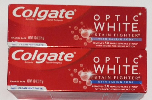 NEW! Colgate Optic White Stain Fighter Clean Mint w/Baking Soda ...