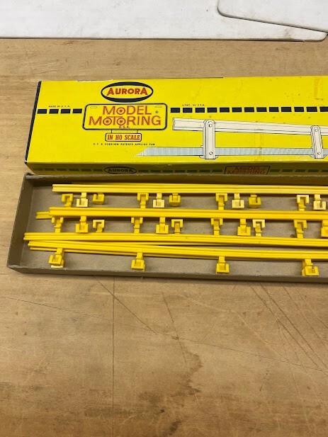NOS Aurora T-jet HO Scale Slot Car Boxed Yellow Guardrail | eBay
