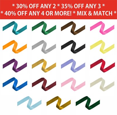 25 / 50 Metres DOUBLE SIDED Satin Ribbon Rolls 3mm 6mm 10mm 15mm 25mm ...