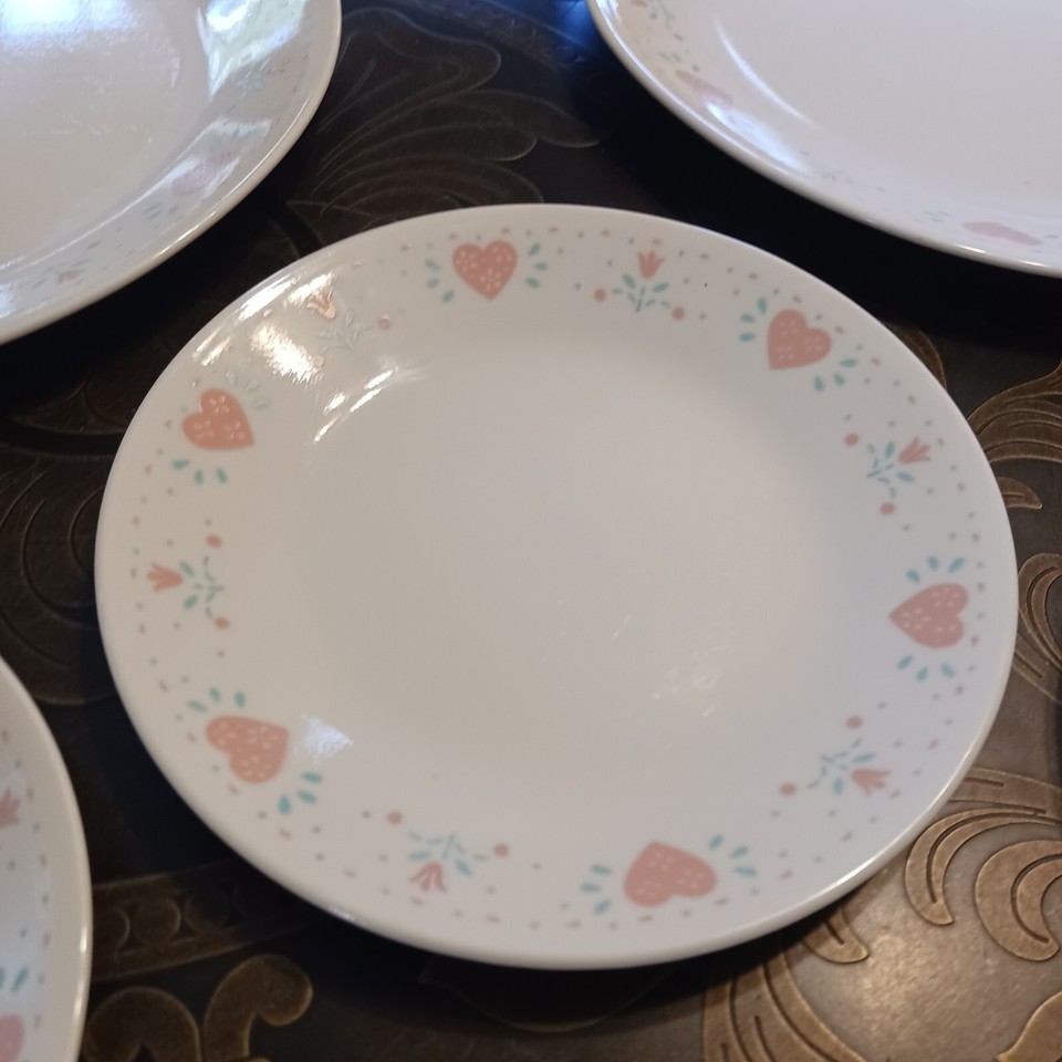 Vintage Corelle "Forever Yours" Replacement Dishes Beige Pink Hearts | eBay