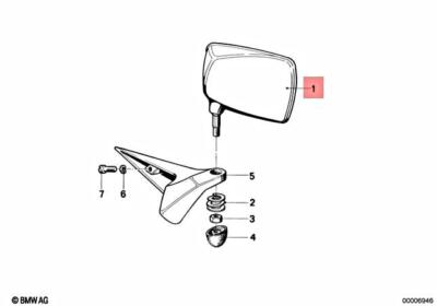 BMW Right Convex Mirror Head 6"x4.5" R60 R65 RT T R80 RT R100 RS RT R45 ...