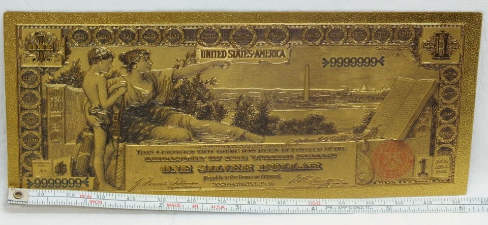 24K Gold-Plated Foil Note Currency Bill Paper Money Novelty Famous Cash ...