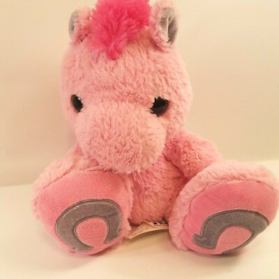 Aurora Pink Plush Pony Stuffed Animal Horseshoes Big Feet Sitting | eBay