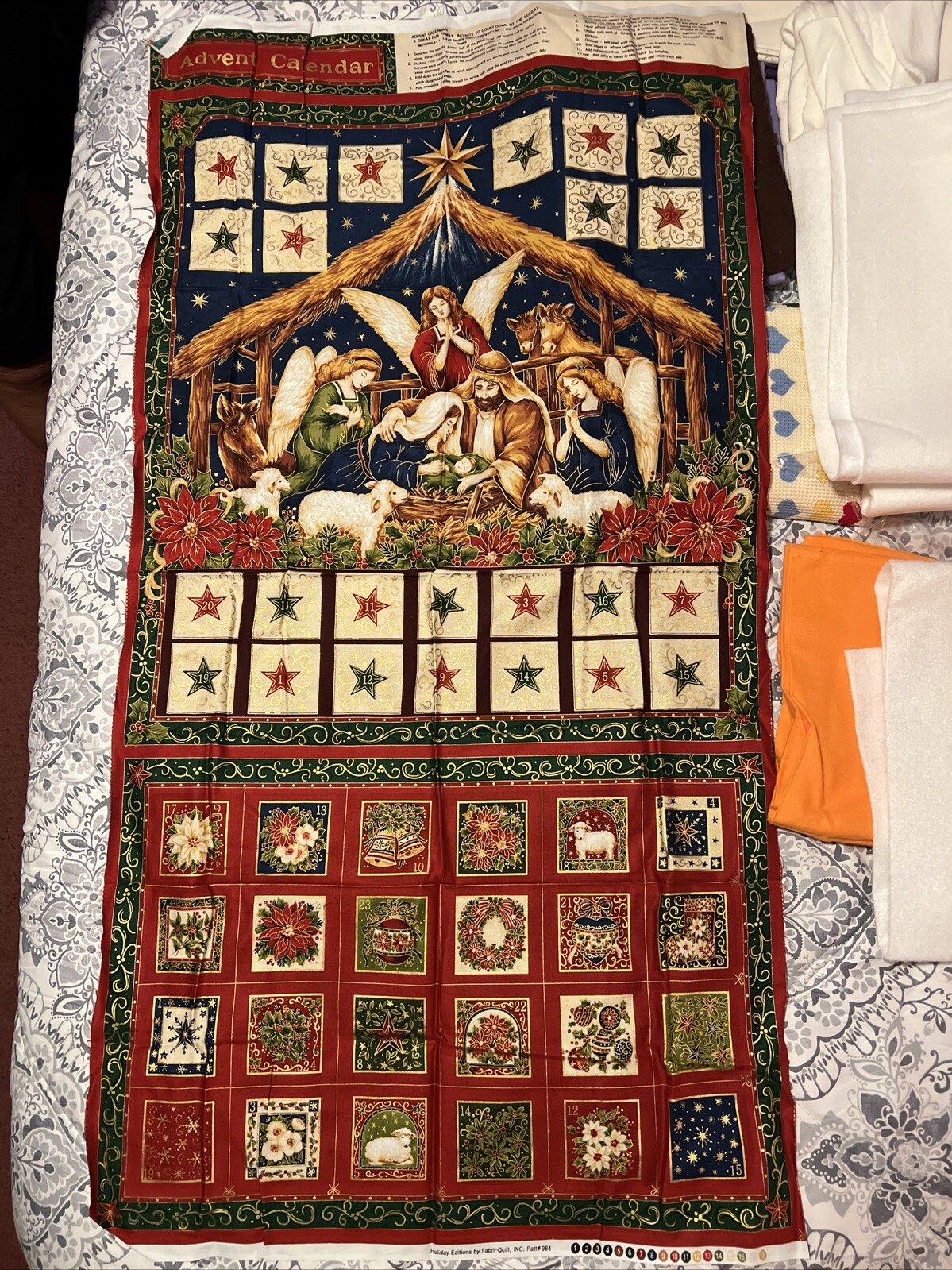 Nativity ADVENT CALENDAR Fabric Panel 965 Holiday Editions by Fabri ...