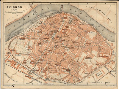 Carta geografica antica AVIGNON AVIGNONE Pianta della città 1913 Old ...