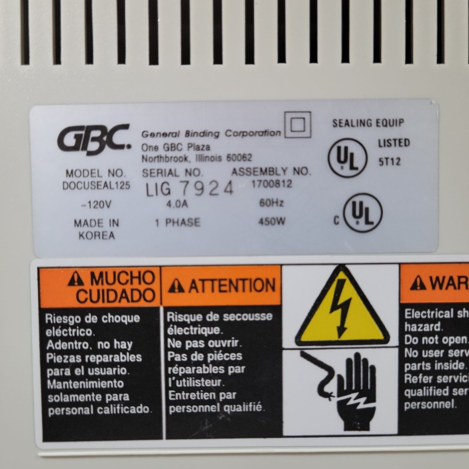 GBC DocuSeal 125 Laminator Vintage Retro Tested Works Adjustable ...