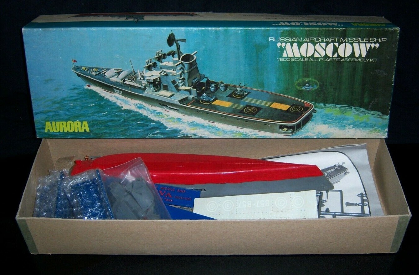 Russian Aircraft Missile Ship "MOSCOW" Plastic Model Kit 1971 by Aurora ...