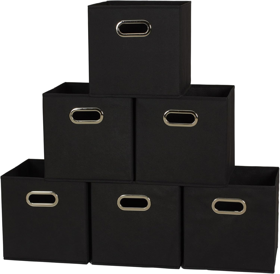 Foldable Fabric Storage Cubes 6 Pack 11X11X11 Stackable Non Woven Bins ...