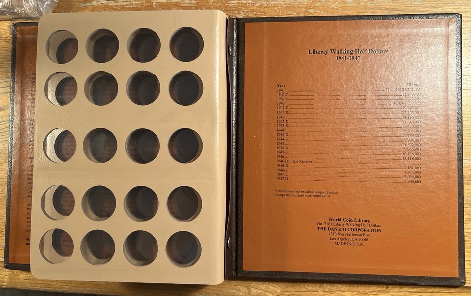 Dansco Coin Album For US Liberty Walking Half Dollars 1916-1947 Model ...