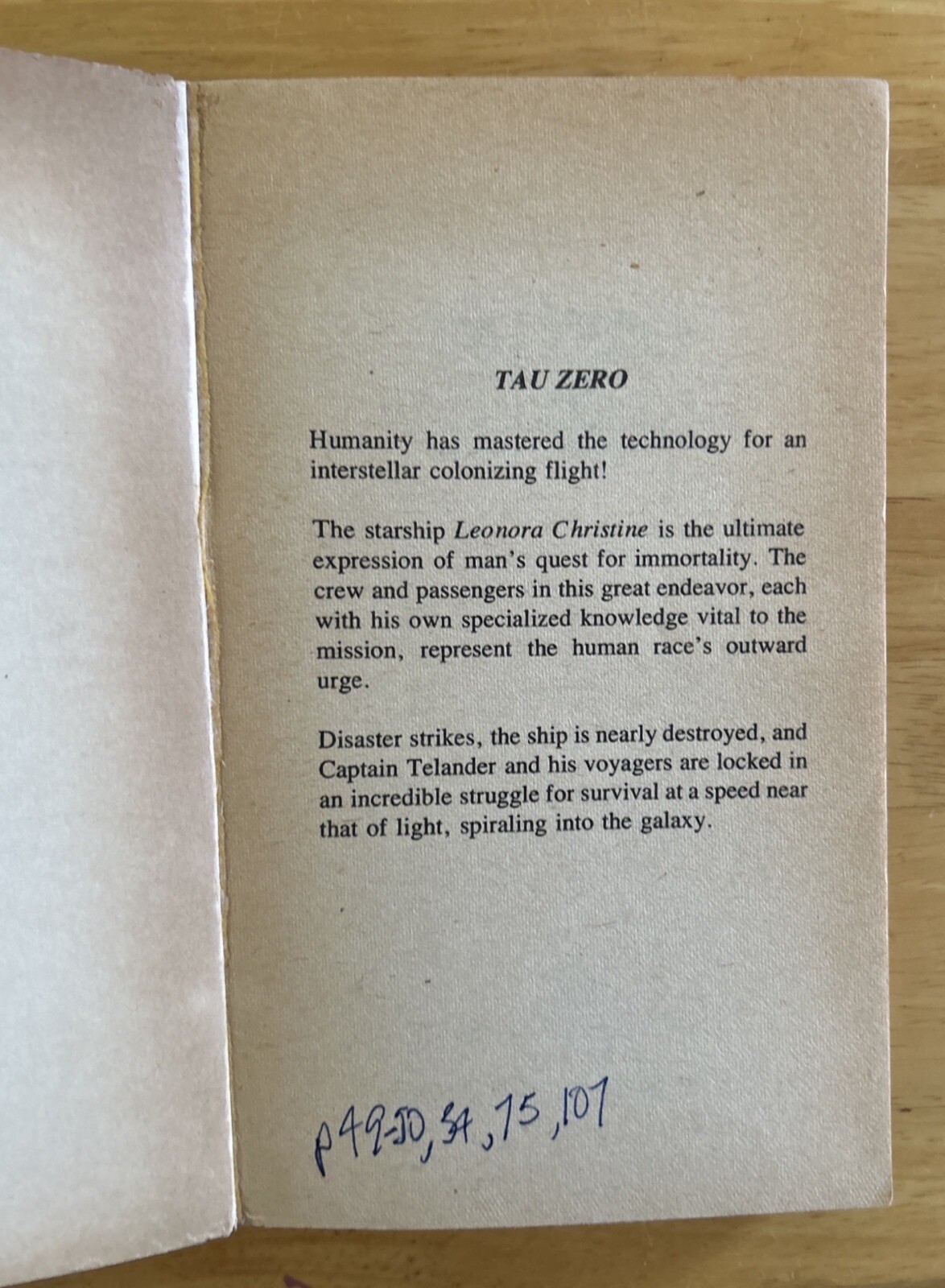 TAU ZERO by Poul Anderson © 1970 Science Fiction PAPERBACK, Hugo Award ...