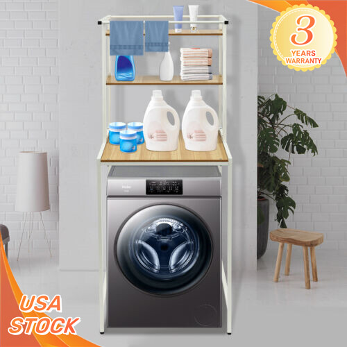 Clothes Drying Rack Stand Over Washer & Dryer Adjustable Storage Shelf ...