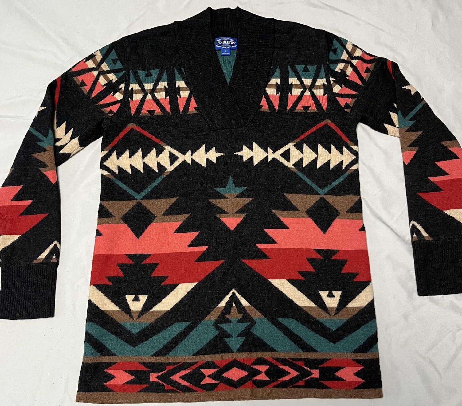 Pendleton V-Neck Merino Wool Aztec Design Sweater | eBay