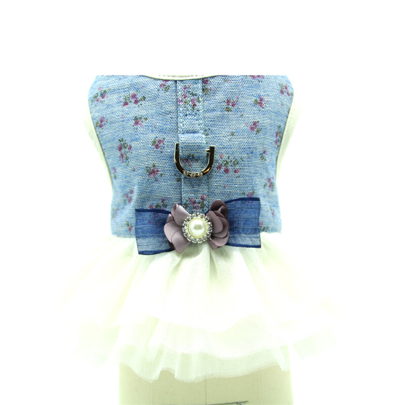 Ambaby Small, Medium Floral Dog Princess Dress Harness Floral Leash ...