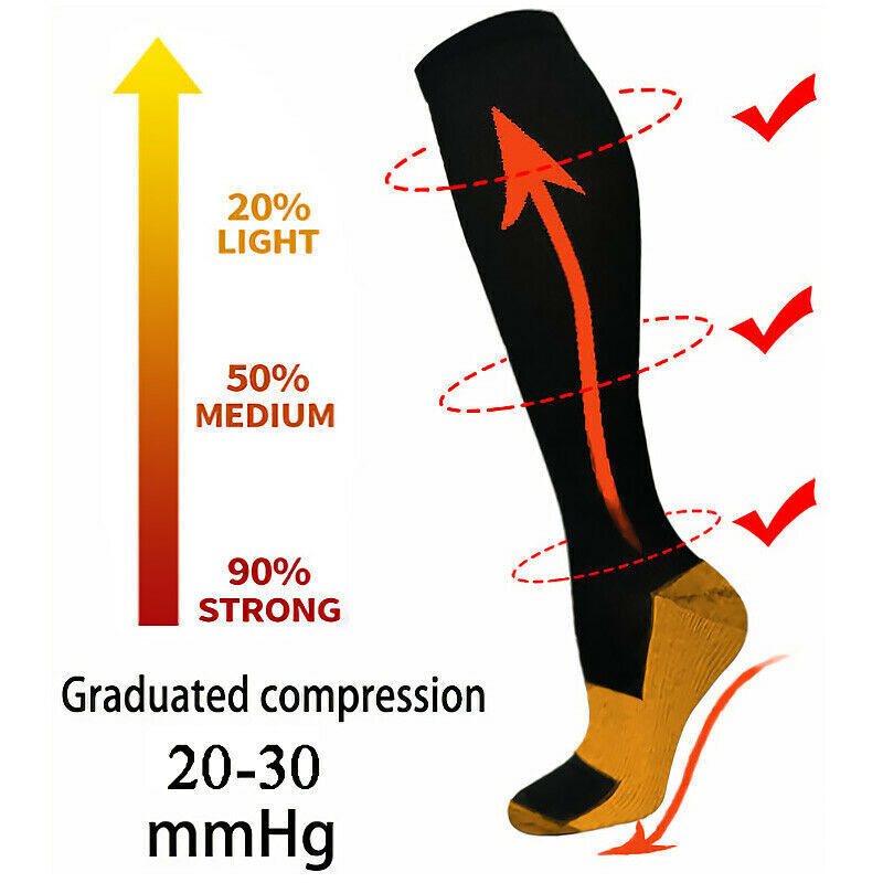 (6 Pairs) Copper Compression Socks 20-30mmHg Graduated Support Mens ...