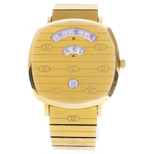 GUCCI Grip Interlocking G Watch Gold YA157409 | eBay