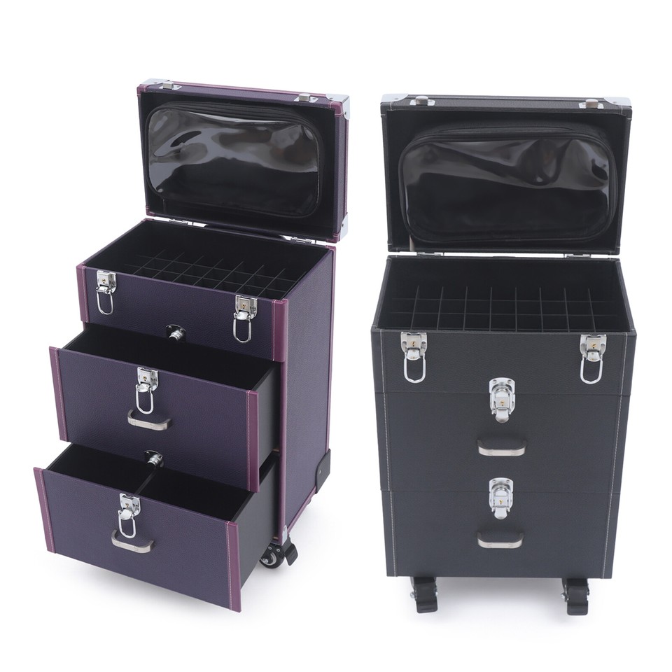 Women Pro Trolley Cosmetic Case Tattoo Nail Makeup Tool box Rolling Luggage Case | eBay