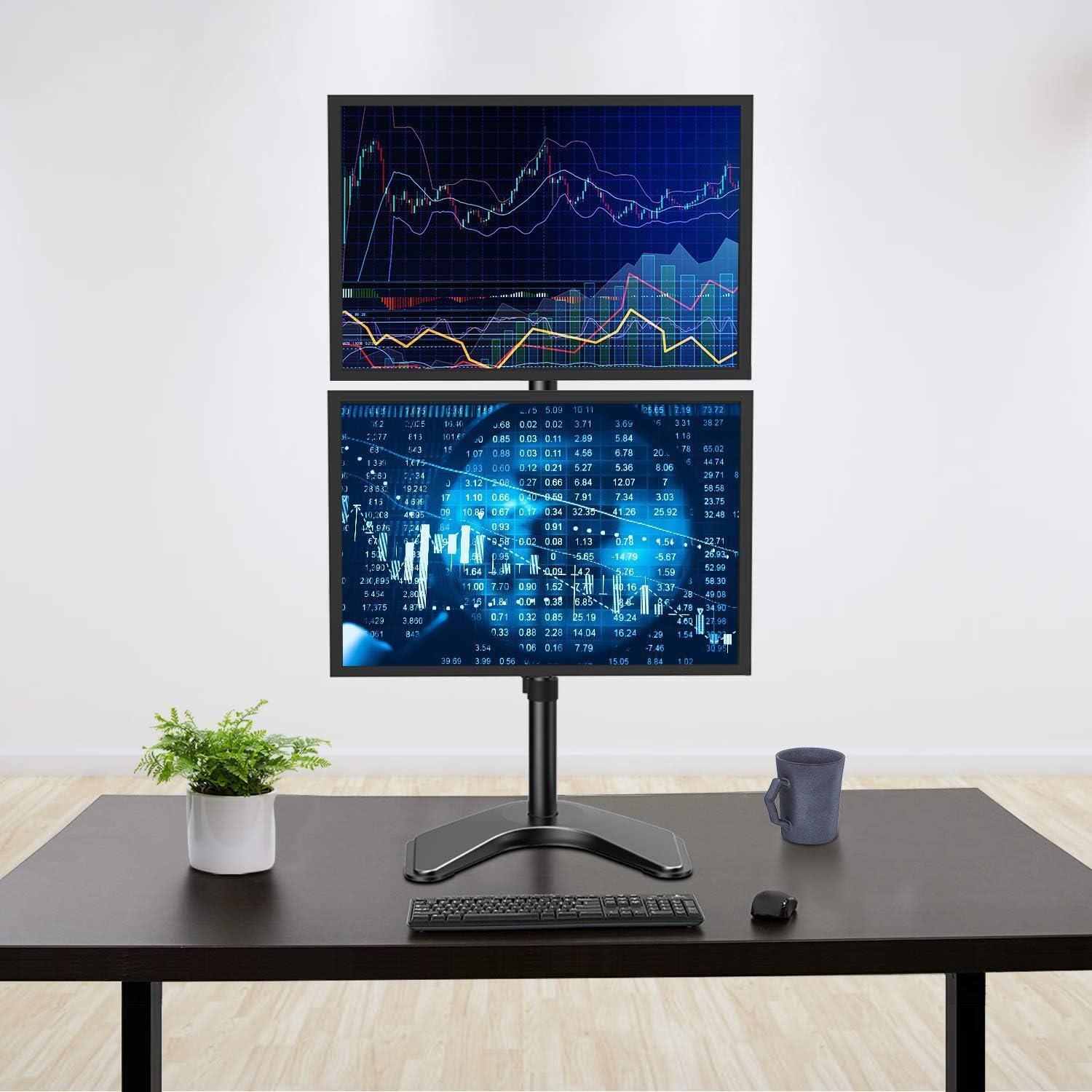 Dual Monitor Stand Vertical Stack Screen Free-Standing Holder LCD Desk ...