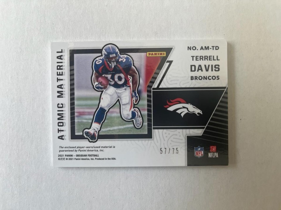 2021 Panini Obsidian Atomic Material Orange Terrell Davis Relic 57/75 ...