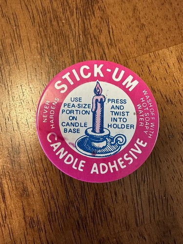 Vintage Stick-Um Candle Adhesive Tin Box Advertising w/ Product | eBay