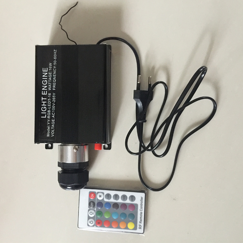 16W RGB LED Fiber Optic Star Ceiling Lights Engine Driver + 24RF remote ...