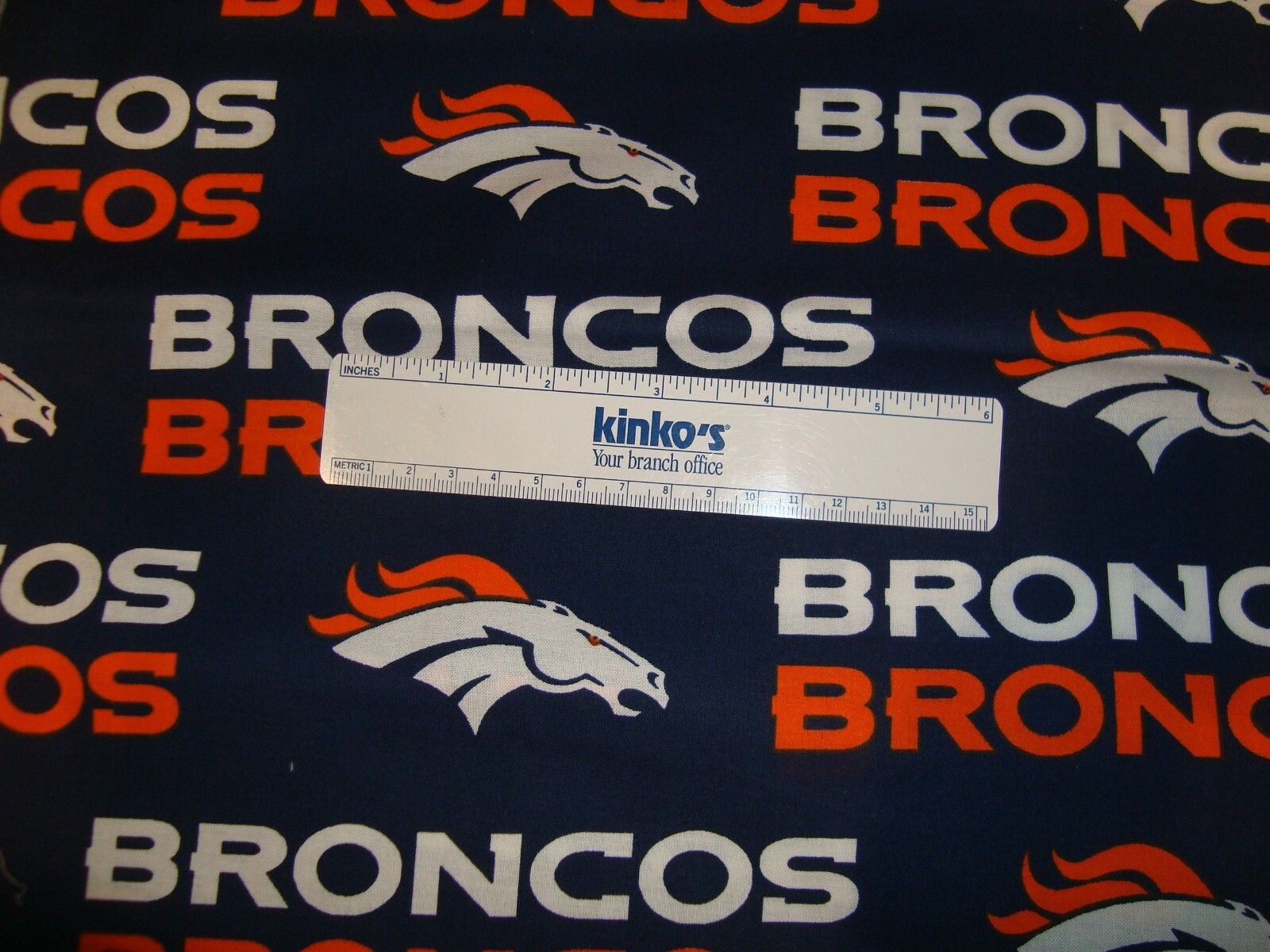 Denver Broncos NFL Football Cotton Navy Fabric Remnant Piece 14"W x 3 ...