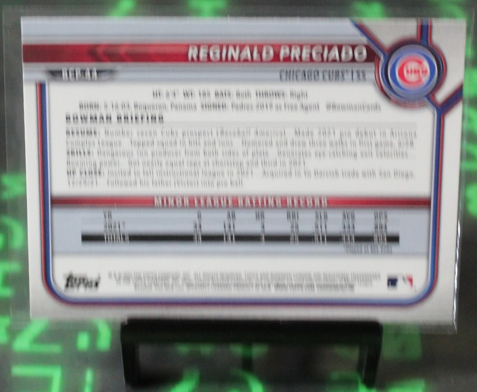 2022 Bowman Chrome Reginald Preciado Cubs BCP-44 | eBay