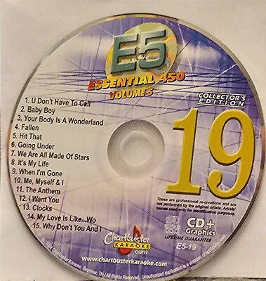19 E5 ESSENTIAL CHARTBUSTER KARAOKE CDG DISC | eBay