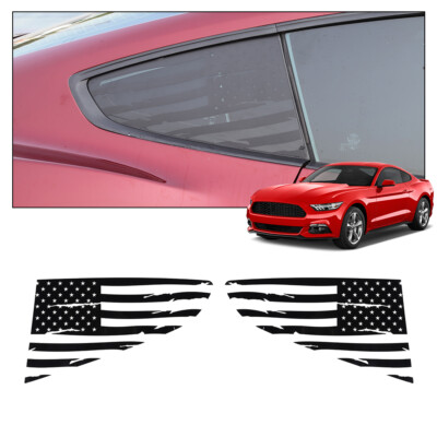 2PCS Exterior Rear Window Decor Sticker US Flag Trims For Ford Mustang ...