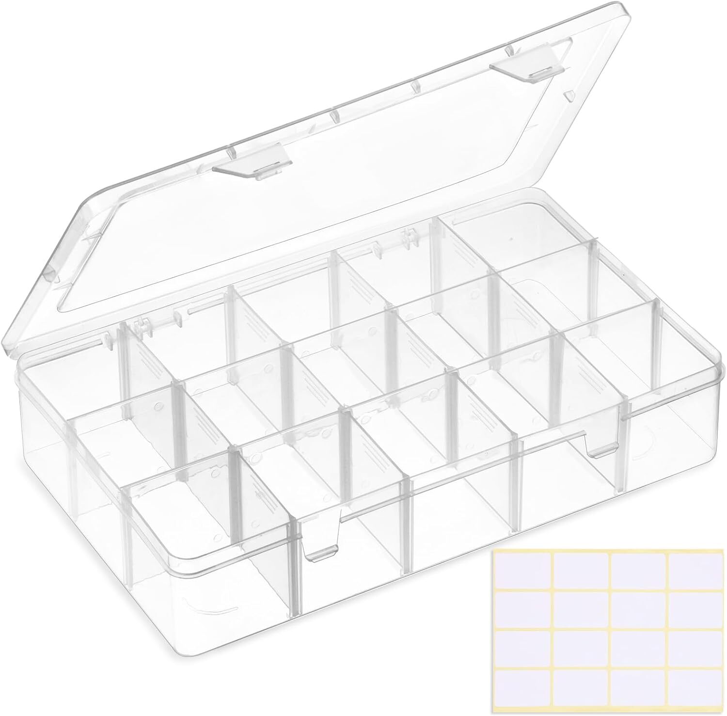 Plastic Organizer Storage15 Large Clear Box Container Craft Adjustable ...