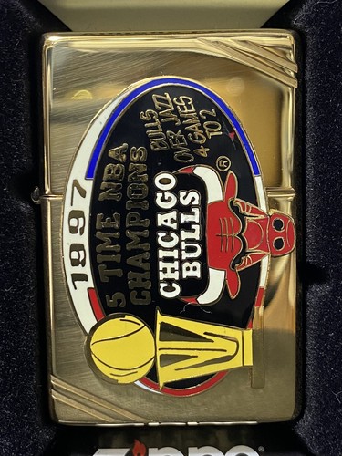 Zippo Oil Lighter Gold NBA Chicago Bulls 5-Time NBA Champions | eBay
