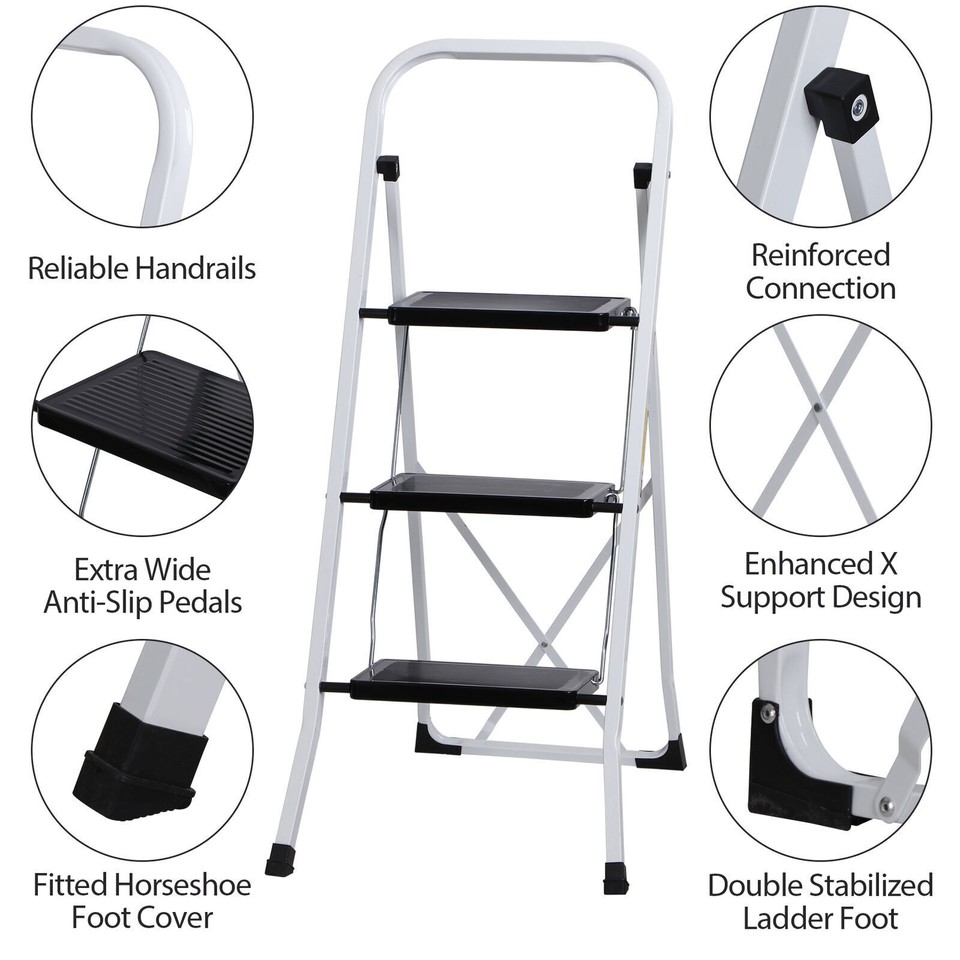 Step Ladder 2/3/4 Folding Lightweight Step Ladder with Wide Anti-slip ...