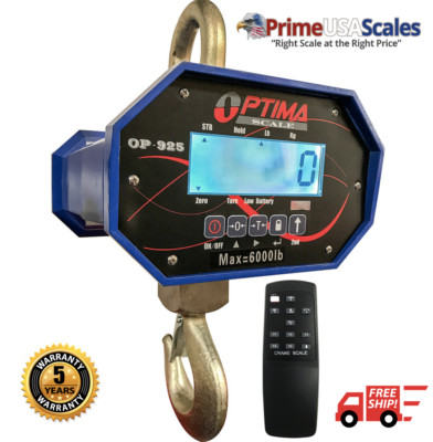 Optima Scales OP-925B-10000 Heavy Duty Crane Scale 10,000 lb x 5 lb LCD ...