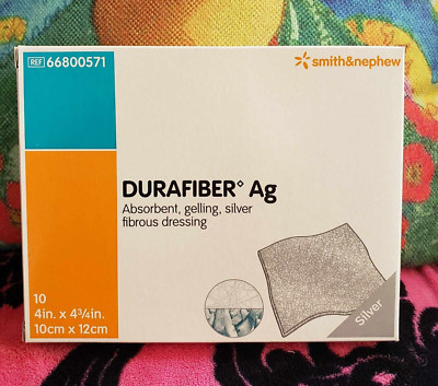 Smith & Nephew Durafiber Ag Silver Fibrous Wound Dressing 10 4 x 4 3/4 ...