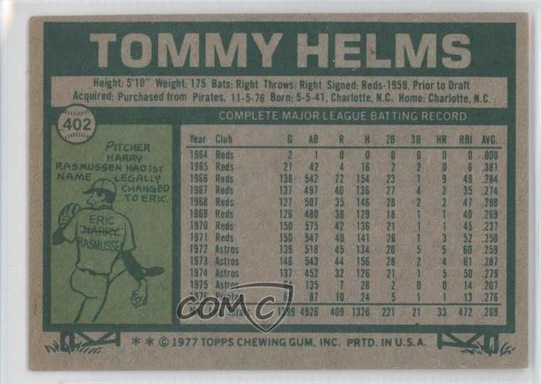 2014 Topps 75th Anniversary Buybacks Large Buyback Stamp Tommy Helms ...