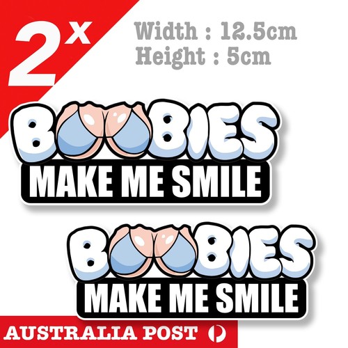 Boobies Make me Smile Funny Car window, Helmet , Fuel Tank Stickers | eBay