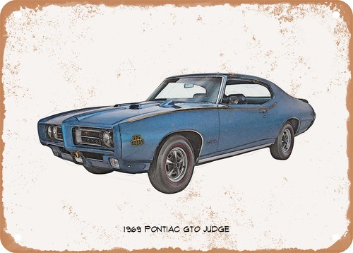 Classic Car Art - 1969 Pontiac GTO Judge Pencil Sketch - Rusty Look ...