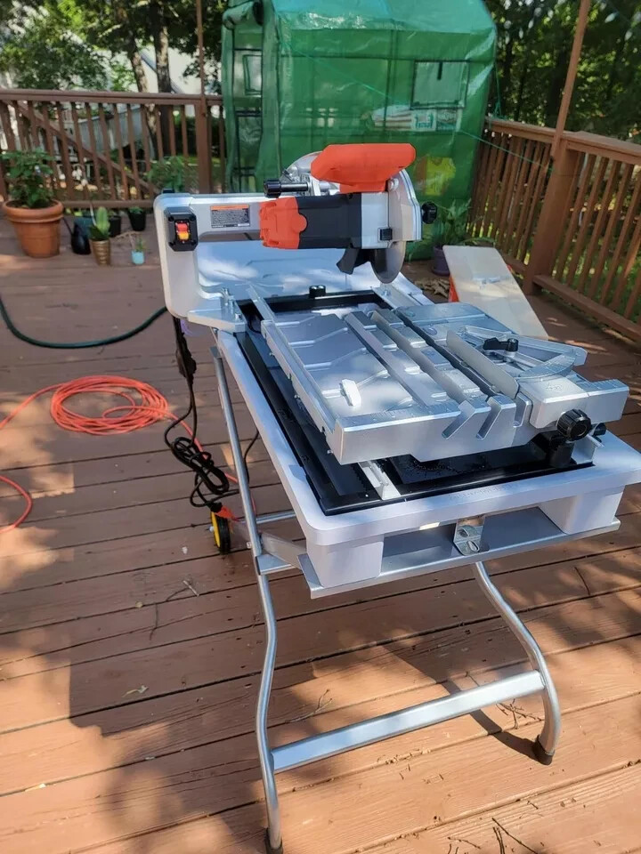 Wet Tile Saw Tile Cutter 7 in. 10 Amp Tabletop Cutter with Sliding ...