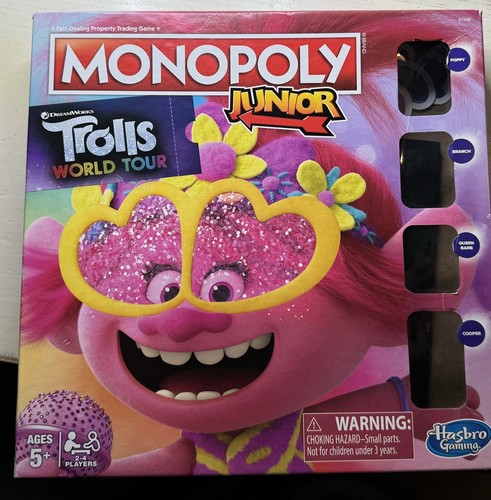 Hasbro Gaming Monopoly Junior DreamWorks Trolls World Tour Edition ...