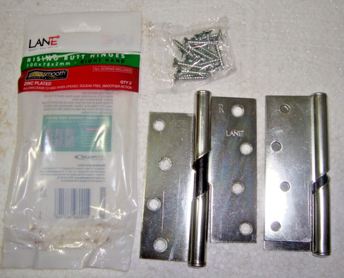 LANE Rising Butt Hinges 100mm x 78mm x 2mm "RIGHT HAND" ZP pack of 2 ...