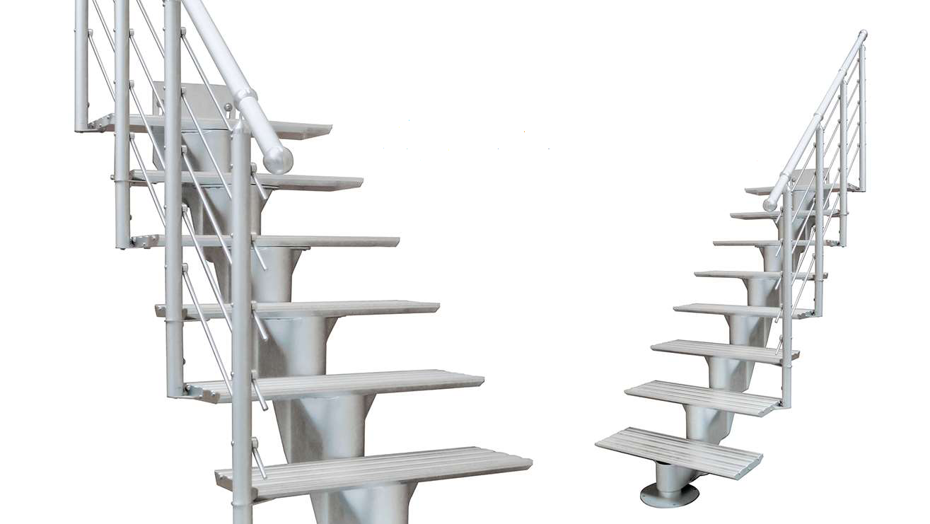 Outdoor Straight Staircase Kit Aluminum Central Stringer Spine Step ...