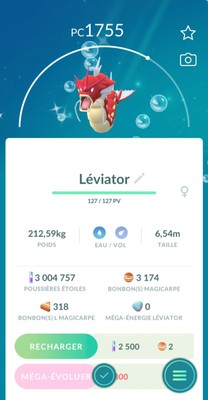 Léviator Shiny / Gyarados Shiny Pokémon GO 30 Jours | eBay