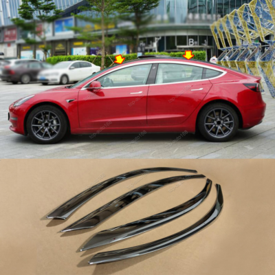 Chrome Window Visor Vent Shades Sun Rain Guard 4pcs For Tesla Model 3 ...