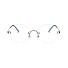 Metal Alloy Rimless Round Eyeglasses Men Women Anti Blue Light Glasses ...