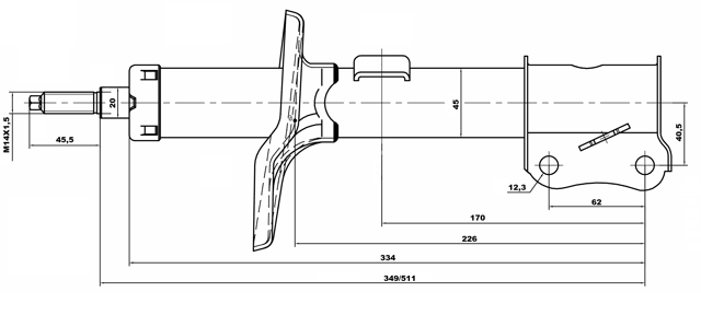 Shock Absorber Front Right Gas.Twin Tube For Chevrolet 333417, 96980827 ...
