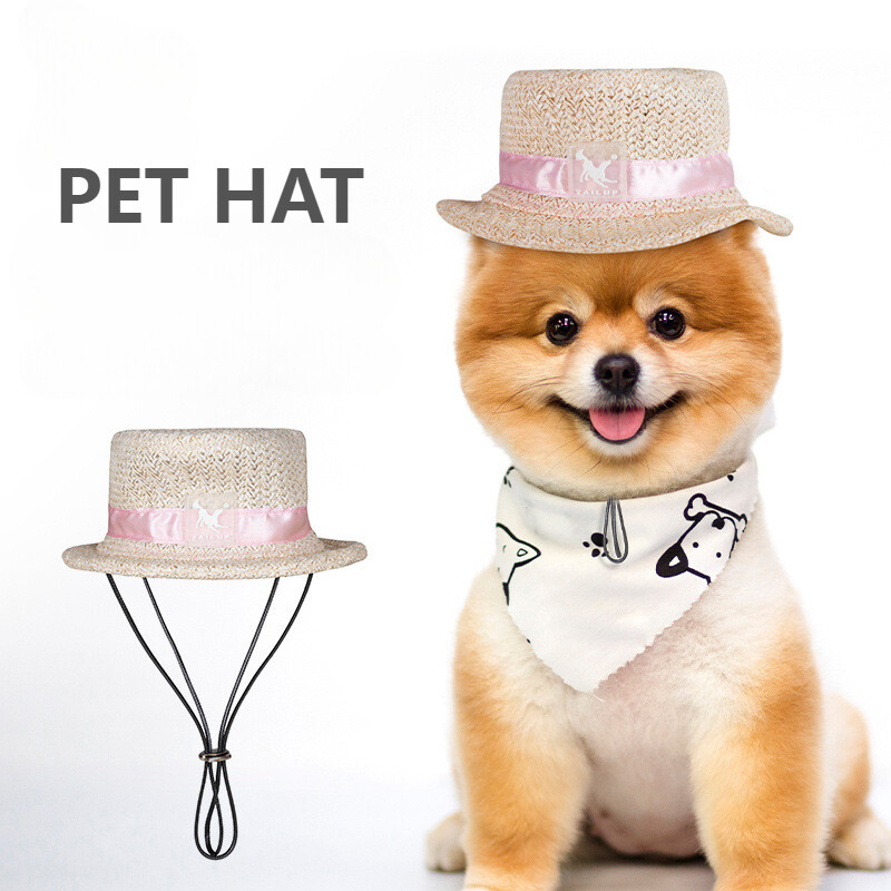 Pet Hat Wheat Straw Woven Sun-proof Hat Cap for Small Dog Cat (S~XL) | eBay