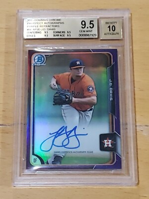 2015 Bowman Chrome Refractor PURPLE /250 JD Davis Autograph RC Rookie ...