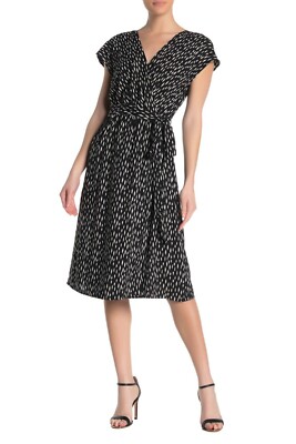 NWT VELVET by GRAHAM & SPENCER DOT PRINT FAUX WRAP DRESS M | eBay