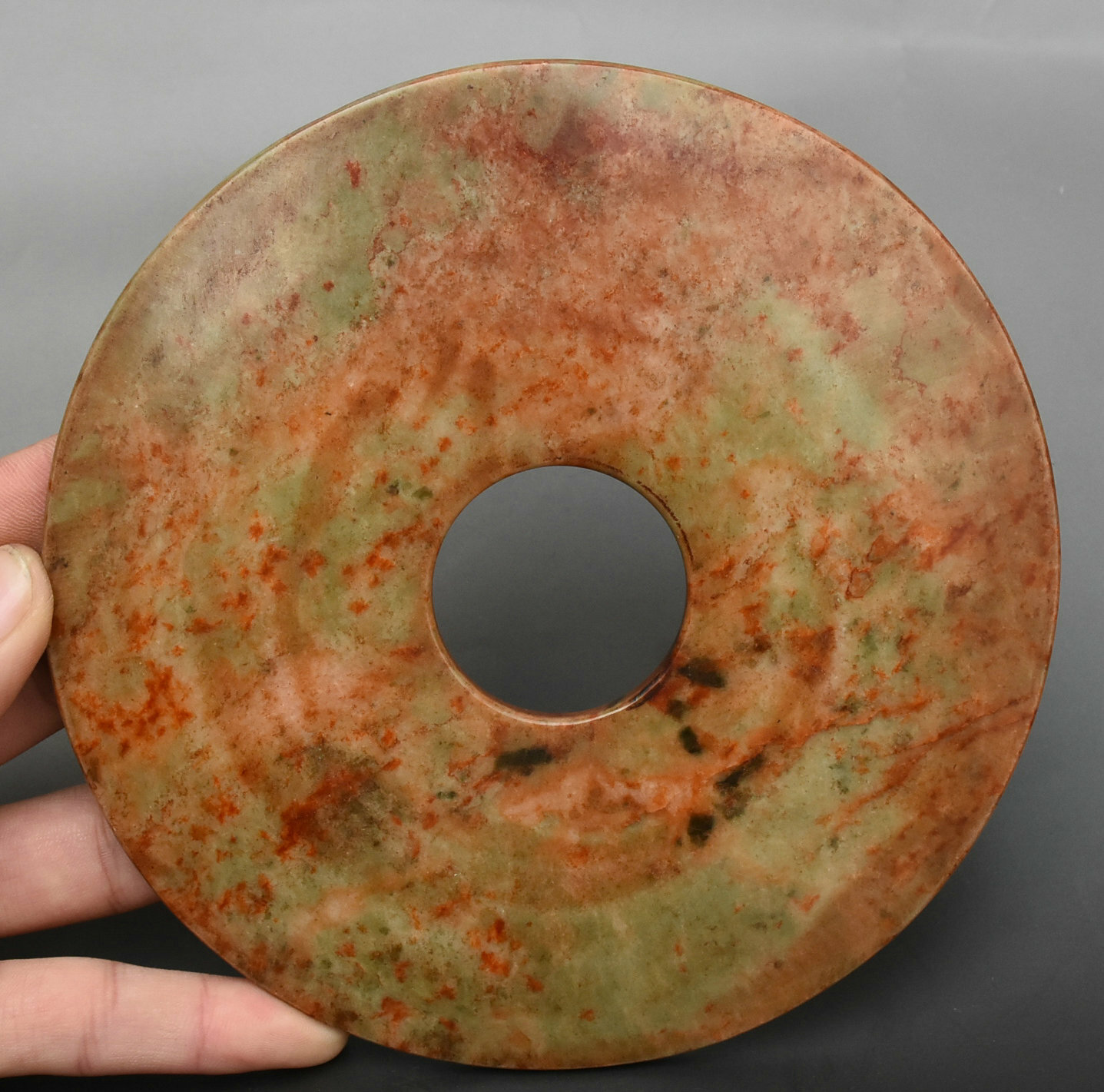 16CM Old Chinese Han Dynasty Natural Jade Carved Palace Circle YuBi Yu ...