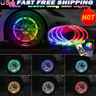 RGB Wheel Ring Lights LED Light For Car Truck Lights Rim Bluetooth APP ...