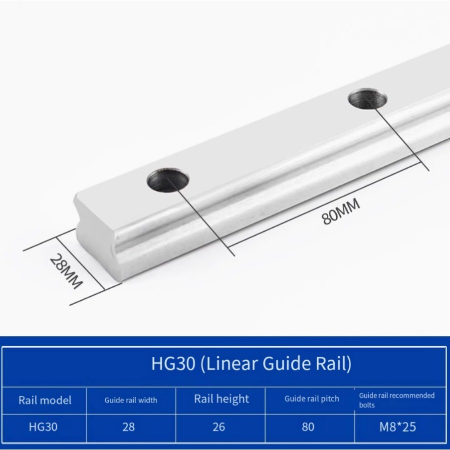 2 pcs HG30-1000mm Linear rail & 4 pcs HGW30CC Flange Block Bearing ...